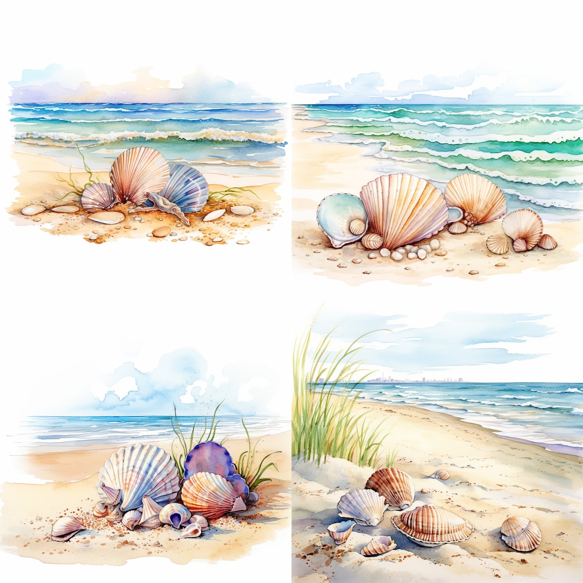 Seashells Clipart PNG , 20 Beach Clipart , Nautical Clipart Bundle ...