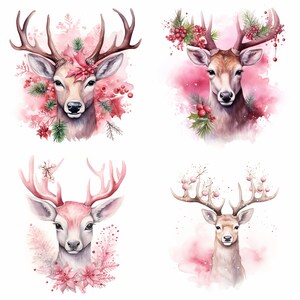 Deer Clipart PNG, 16 Pink Deer PNG, Animal Bundle, Pink Deer Clipart ...
