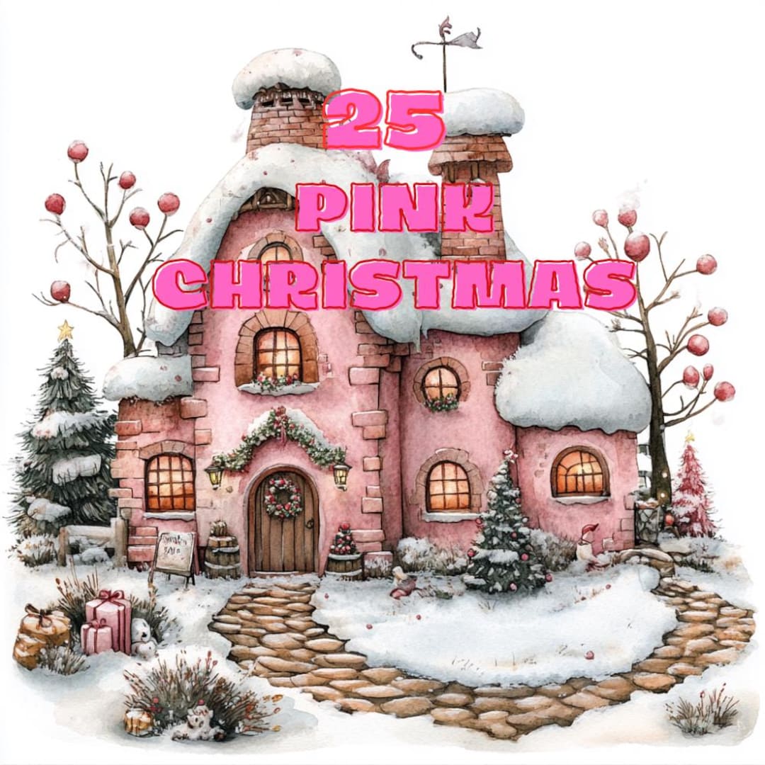 Pink Christmas Clipart, 25 Festive PNG Designs, Whimsical Holiday ...