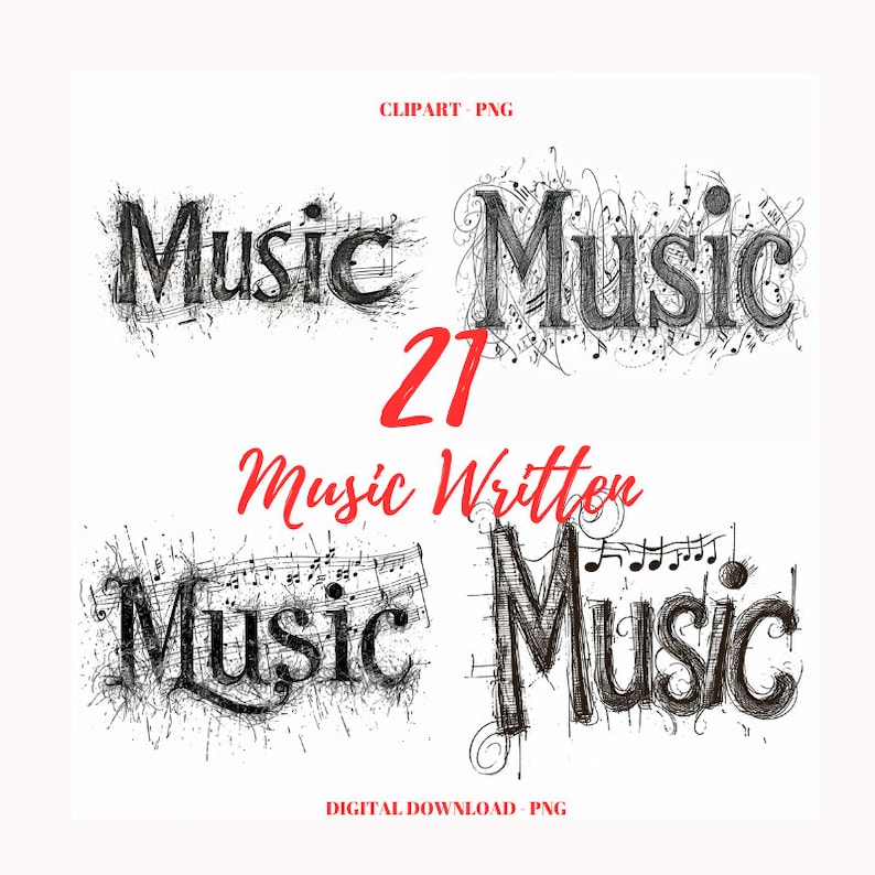 Music Notation PNG Clipart: 21 Font Motives (instant Download) - Etsy ...