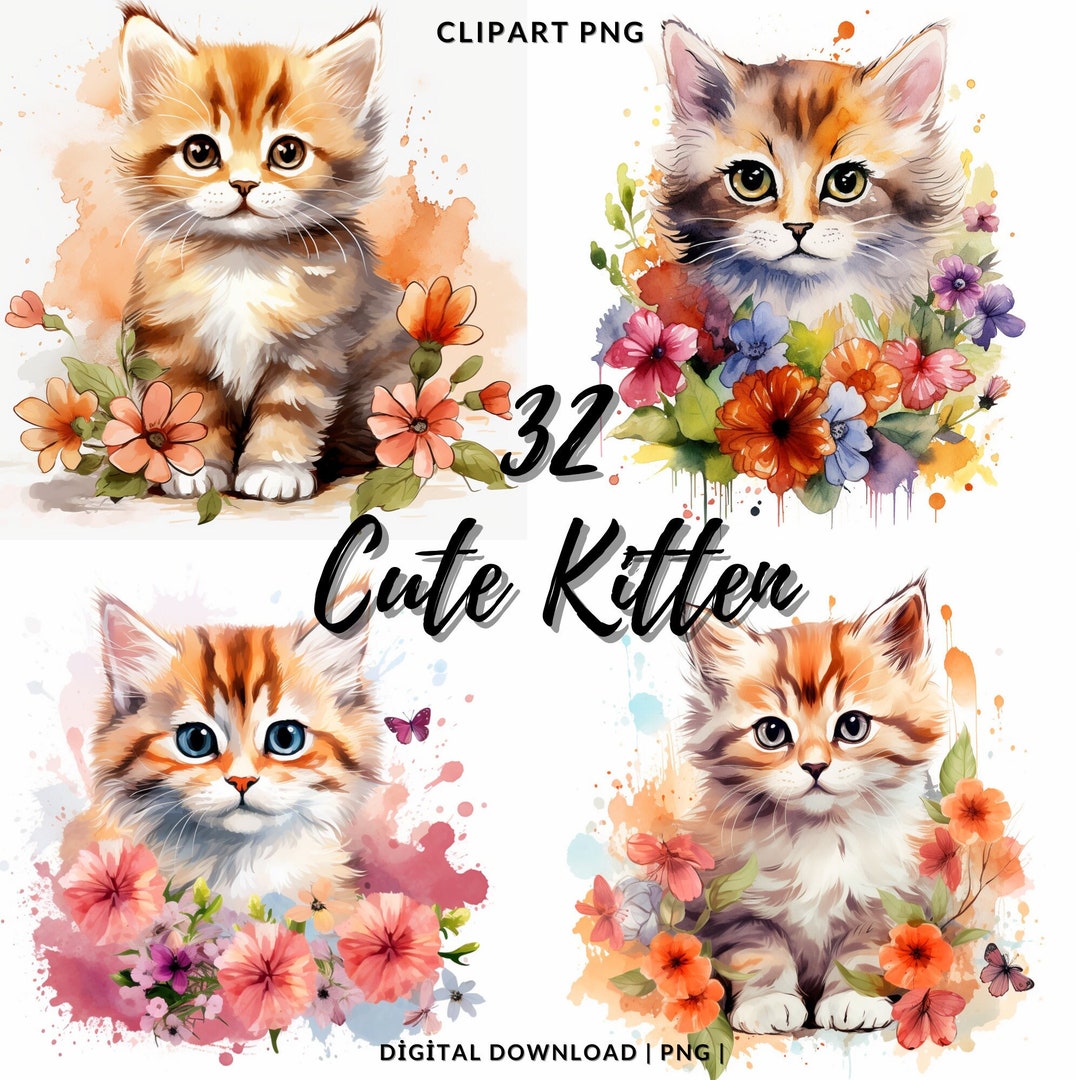 Cat Clipart: 32 Kitten Png (digital Download) - Etsy