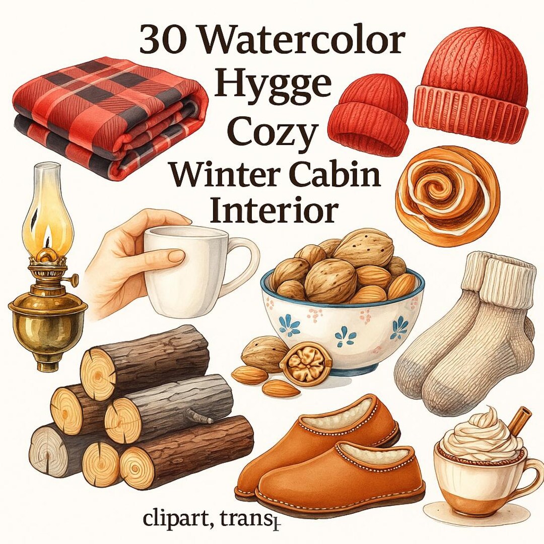 Cozy Winter Clipart: 30 Decor Elements (digital Download) - Etsy