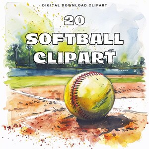 20 Softball Clipart Watercolor, Hand-painted Sports PN, Digital ...