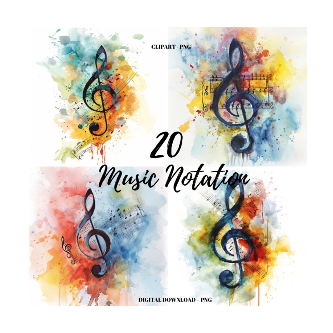 Music Notation Clipart PNG, 20 Colored Musical Note, Instant Download ...