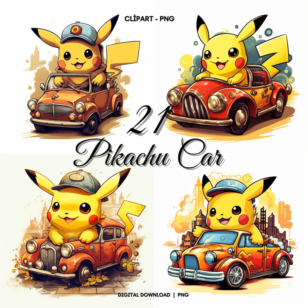 Pikachu Clipart PNG, 21 Pikachu Car Images, Pikachu Vintage Car PNG ...