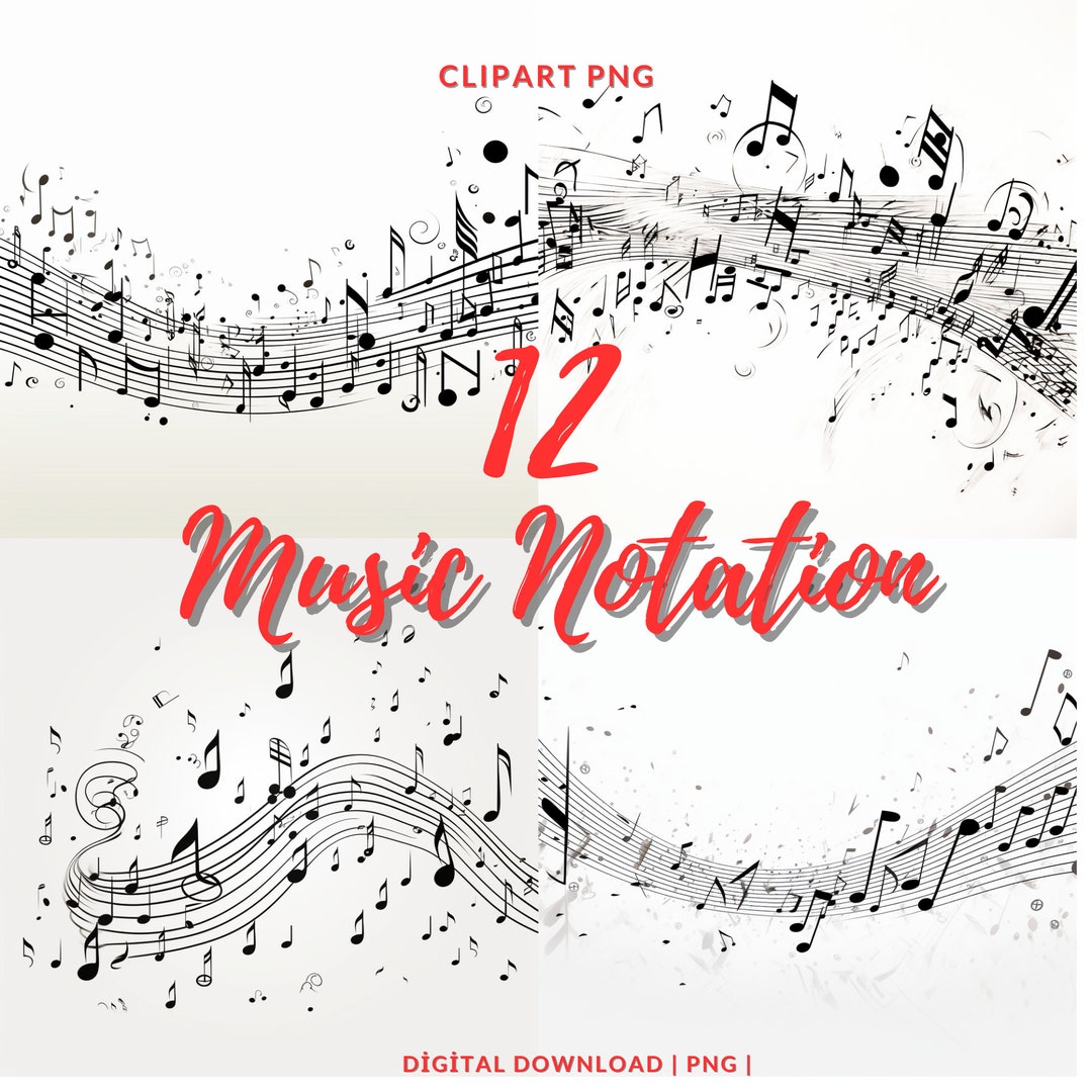 12 Music Notations Clipart PNG, Black and White Musical Notations ...