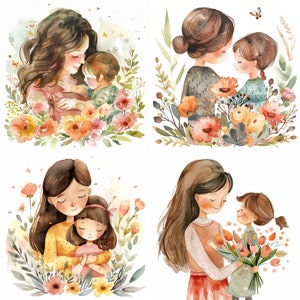 Mothers Day Watercolor Clipart, 20 Motherly Love Images PNG, Mom's Day ...