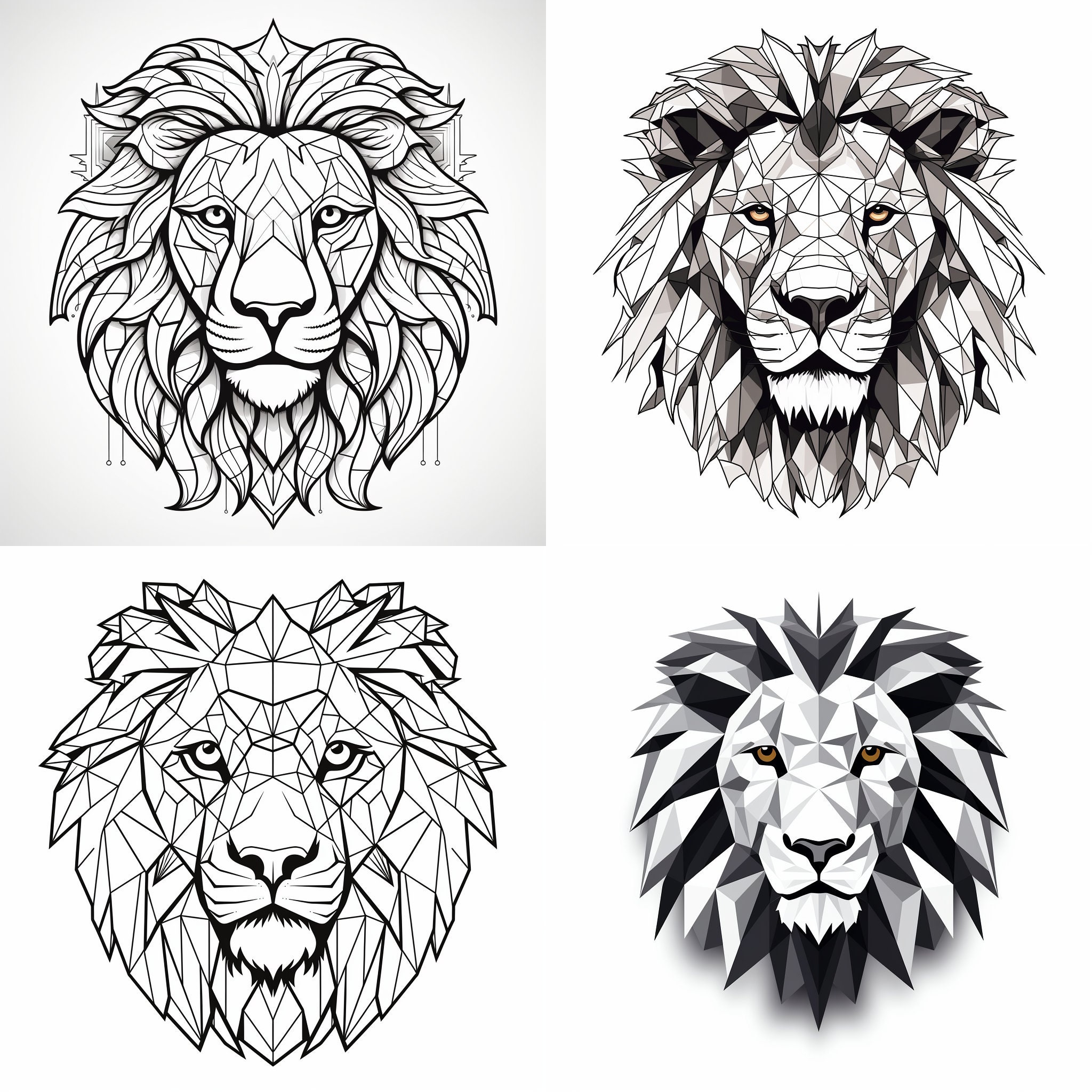 Lion Clipart PNG Line Art Lion Images Geometric Lion PNG - Etsy
