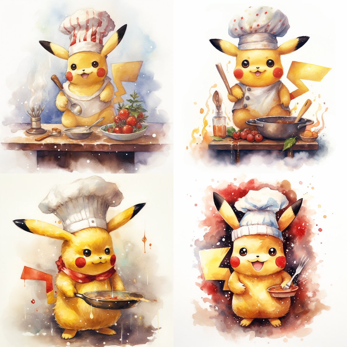 Pikachu Watercolor Clipart PNG, 20 Chef Pikachu, Cooking Pikachu Images ...