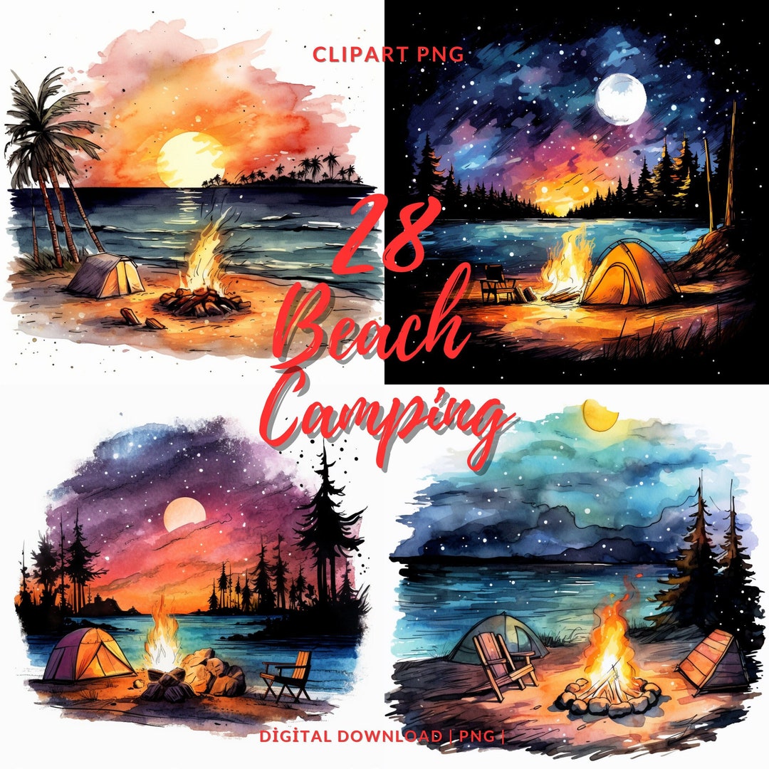 Beach Clipart PNG, 28 Camping Beach Clipart, High Quality , Campfire ...
