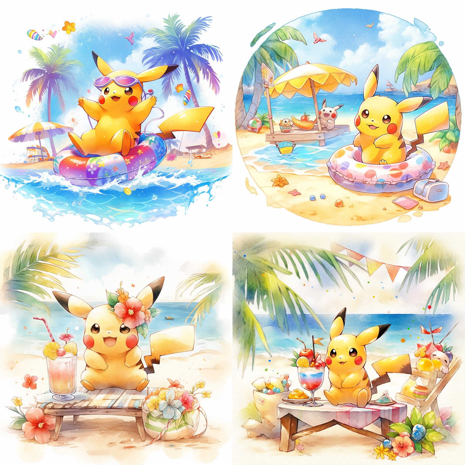 Pikachu Clipart: 20 PNG Beach Cartoon Images (digital Download) - Etsy ...