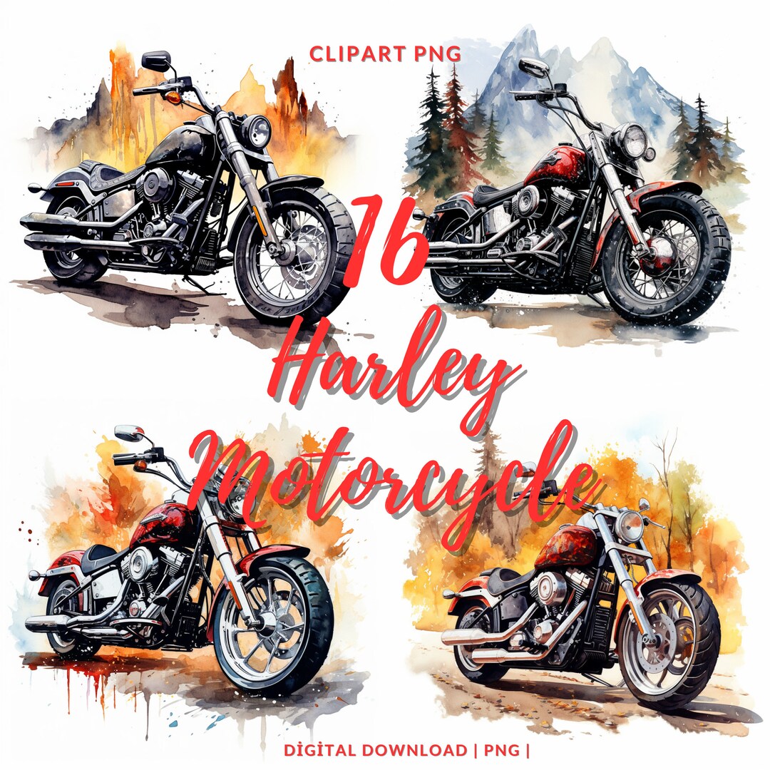 Watercolor Motorcycle Clipart: 16 PNG Images (commercial Use) - Etsy
