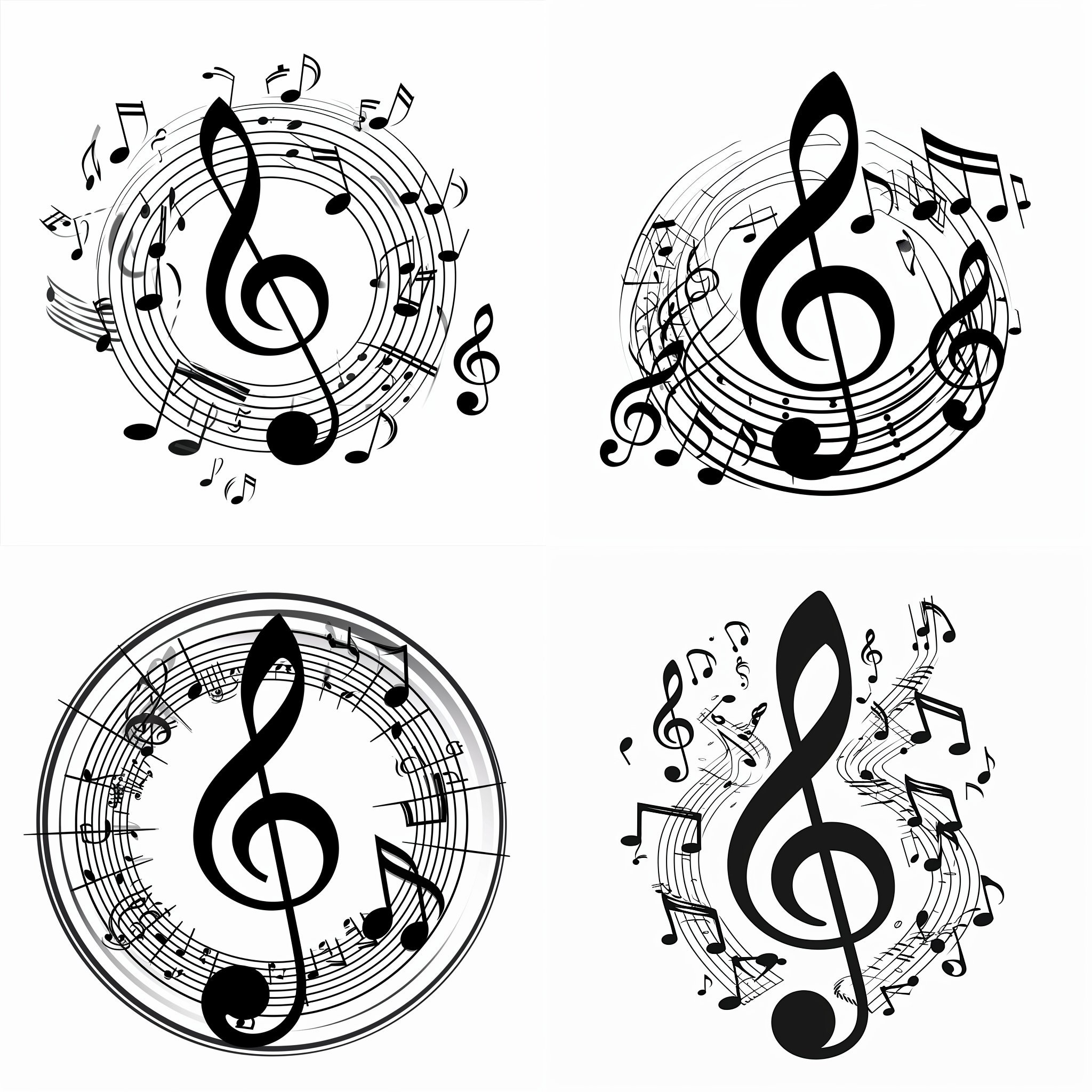 Music Notation Clipart PNG: 24 Black and White Musical Notes (digital ...