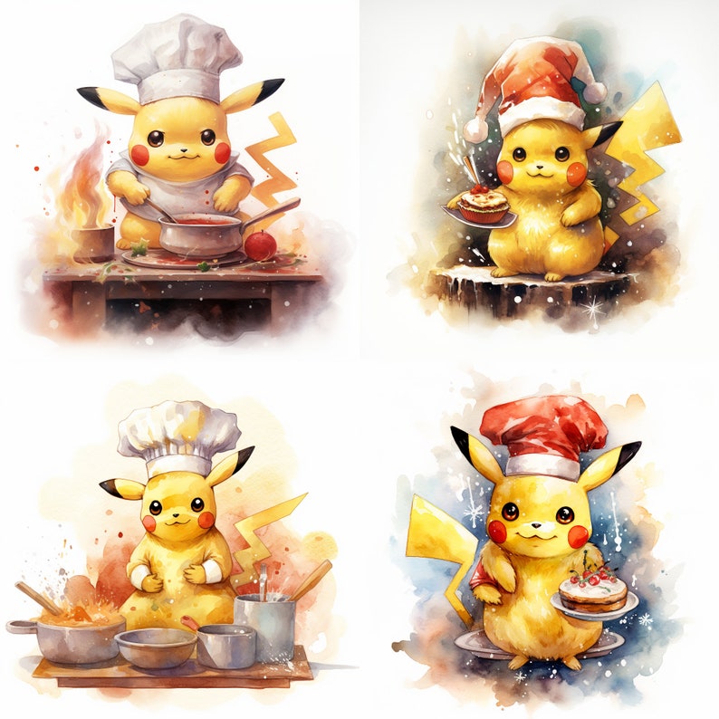 Pikachu Watercolor Clipart PNG, 20 Chef Pikachu, Cooking Pikachu Images ...