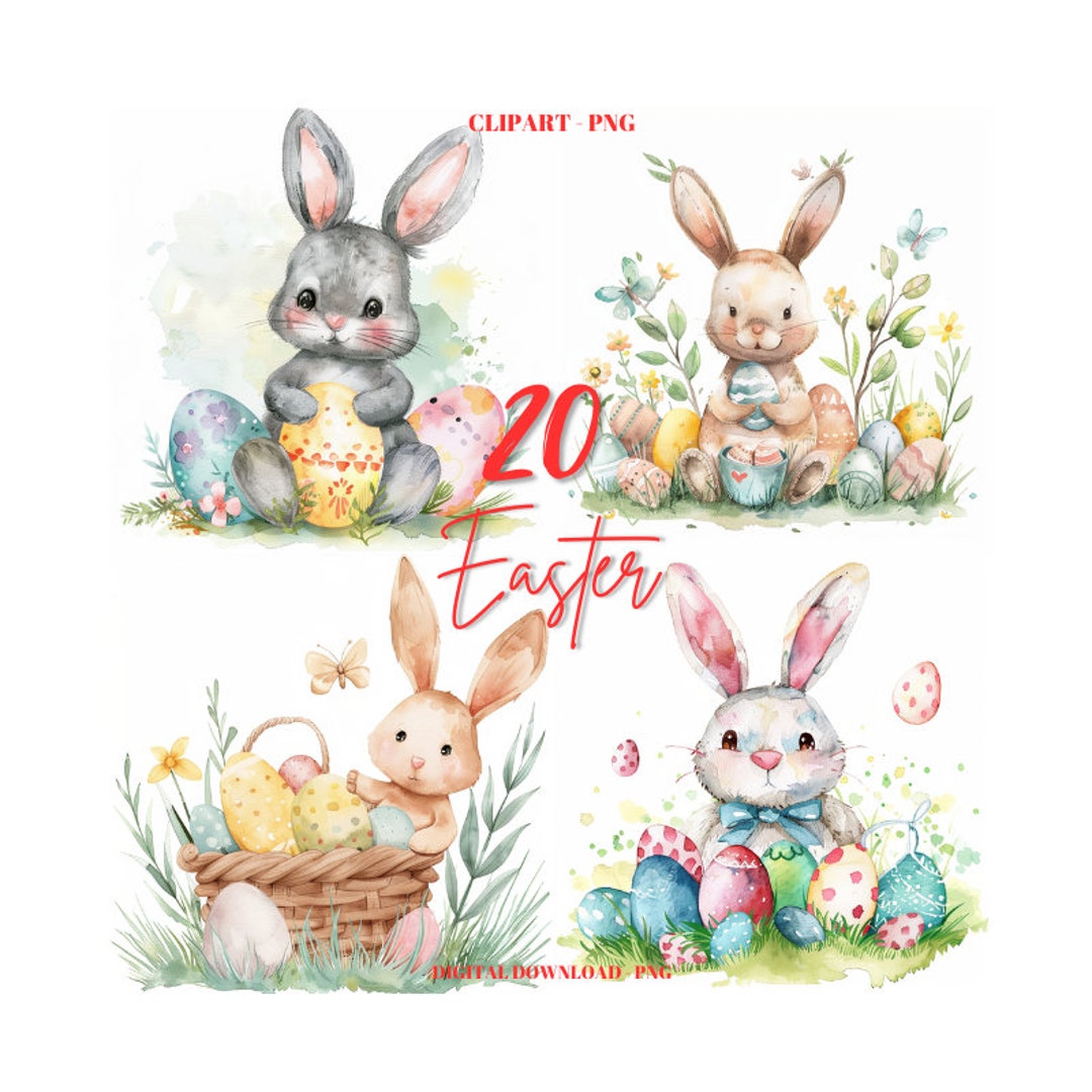 Bunny Clipart: 20 Easter PNG Bundle (commercial Use) - Etsy