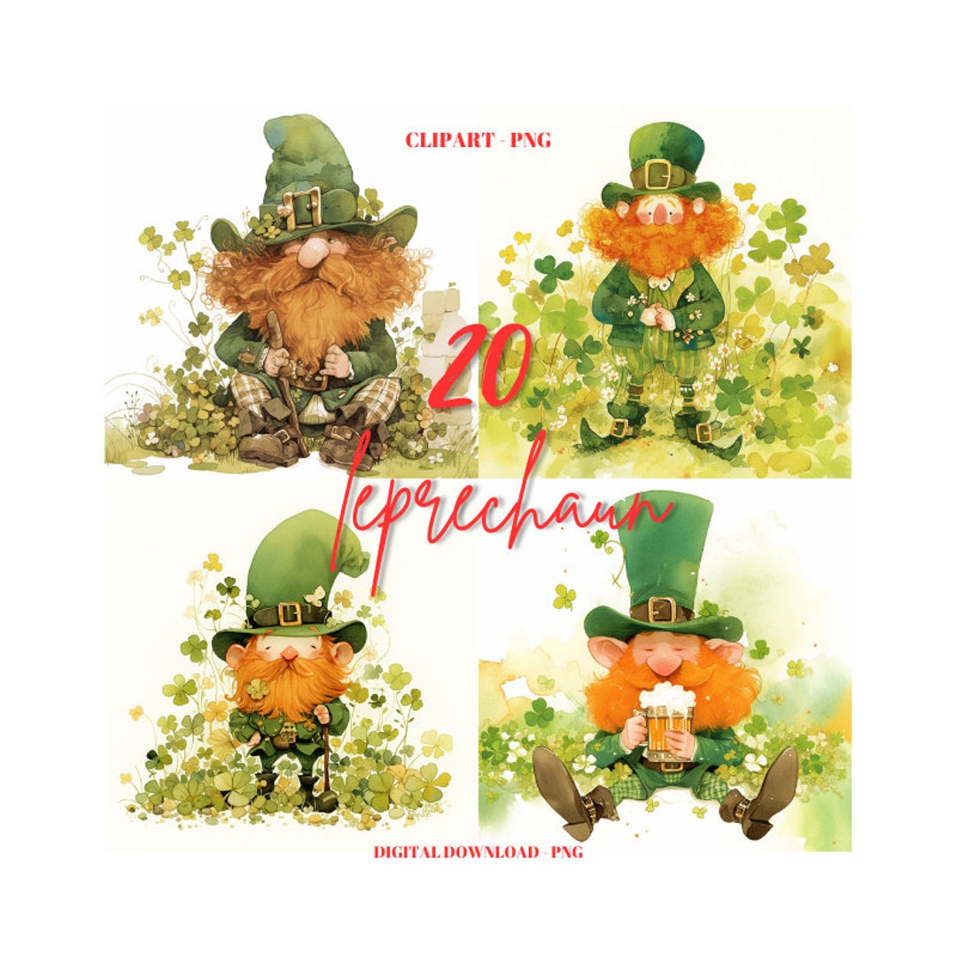 Leprechaun Clipart Png, 20 St Patrick's Day Watercolor Clipart ...