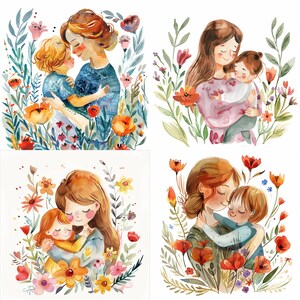 Mothers Day Watercolor Clipart, 20 Motherly Love Images PNG, Mom's Day ...