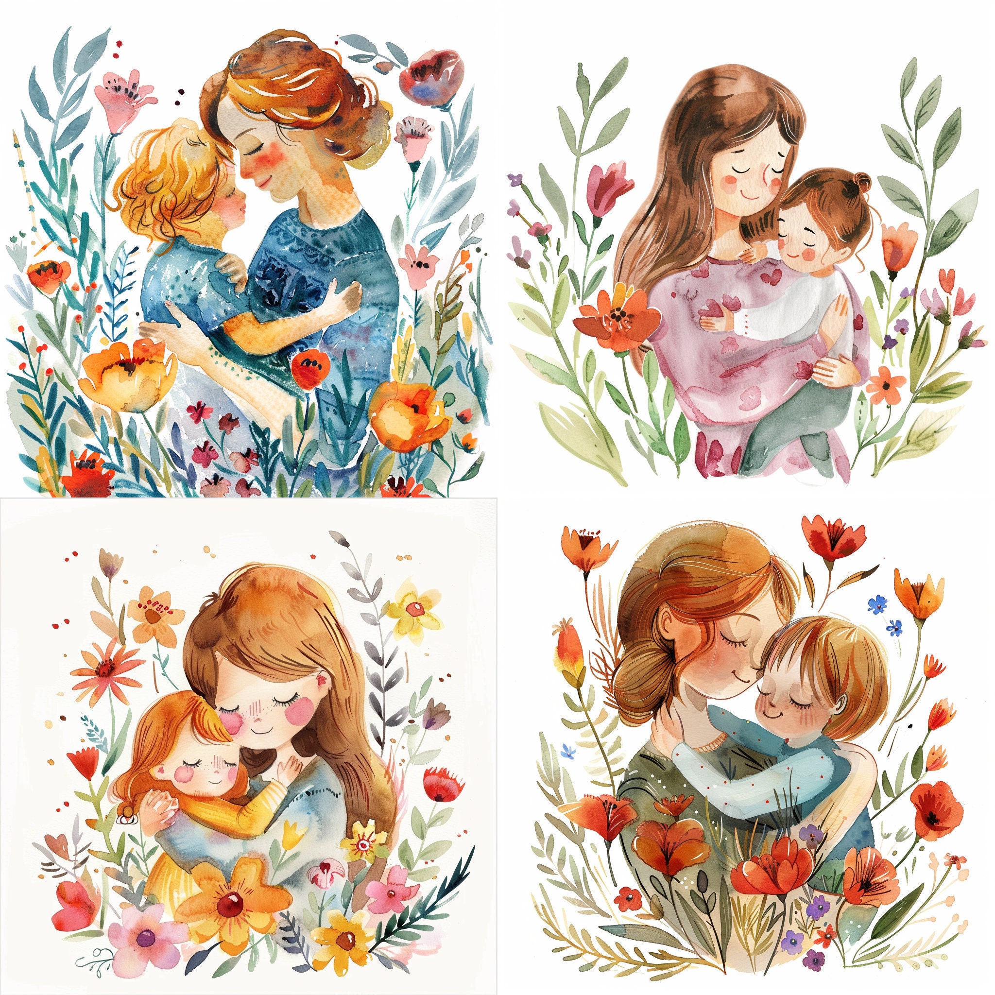 Mothers Day Watercolor Clipart, 20 Motherly Love Images PNG, Mom's Day ...