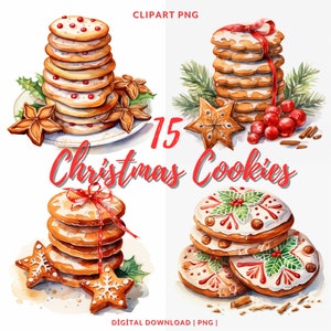 Cookie Clipart PNG, 15 Watercolor Cookies Images, Commercial Use, Card ...