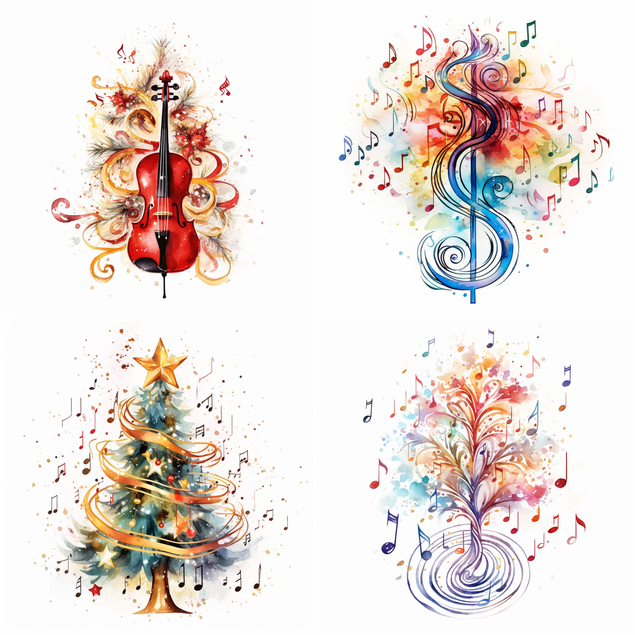 Music Notation Clipart PNG, 45 Christmas Musical Notes, Xmas Music ...
