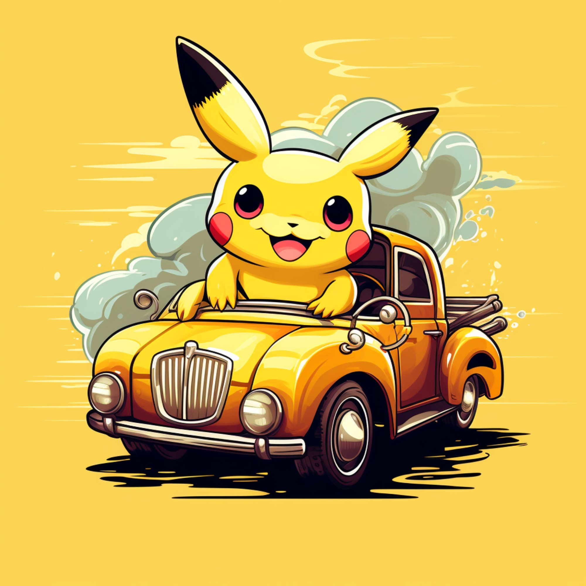 Pikachu Clipart PNG, 21 Pikachu Car Images, Pikachu Vintage Car PNG ...