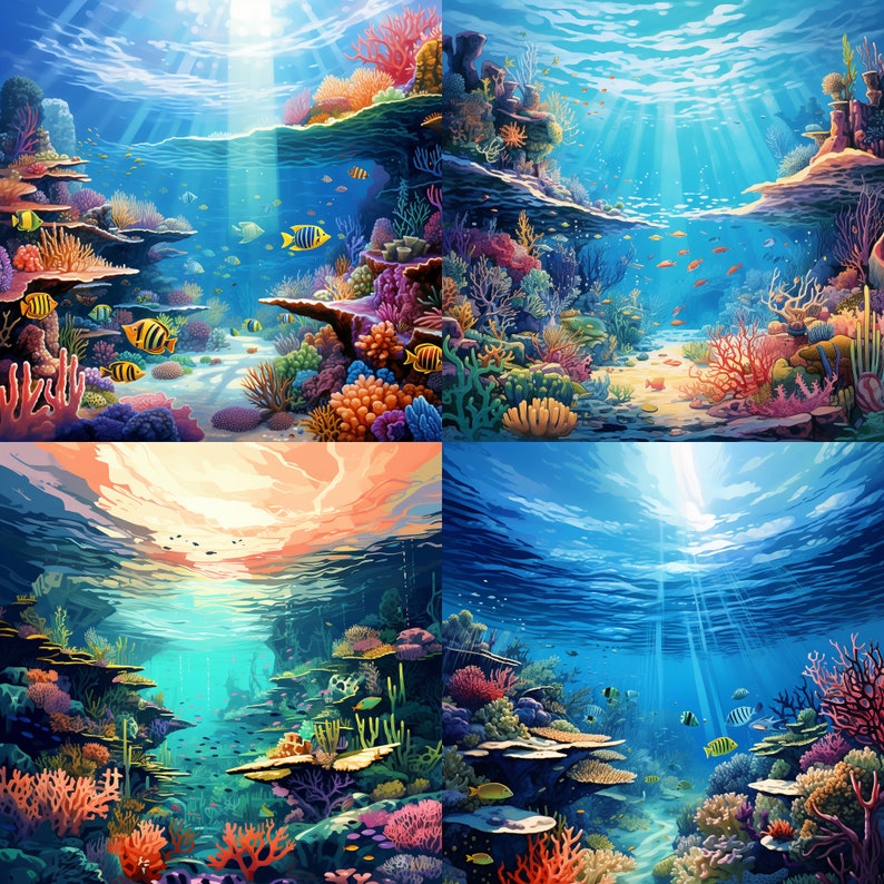 Undersea Clipart, 20 Sea Clipart PNG, Illustration Sea Images Bundle ...