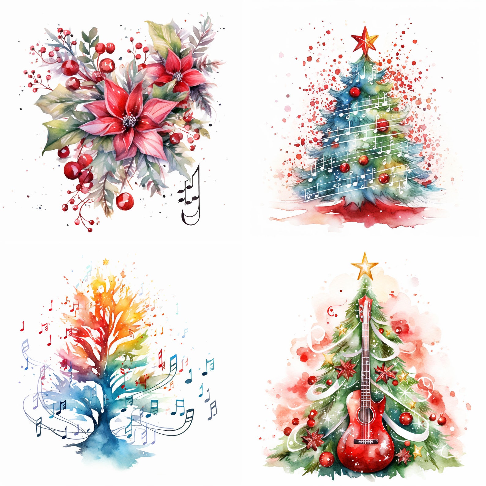 Christmas Music Notes Clipart: Festive Xmas Decor (PNG, Digital ...