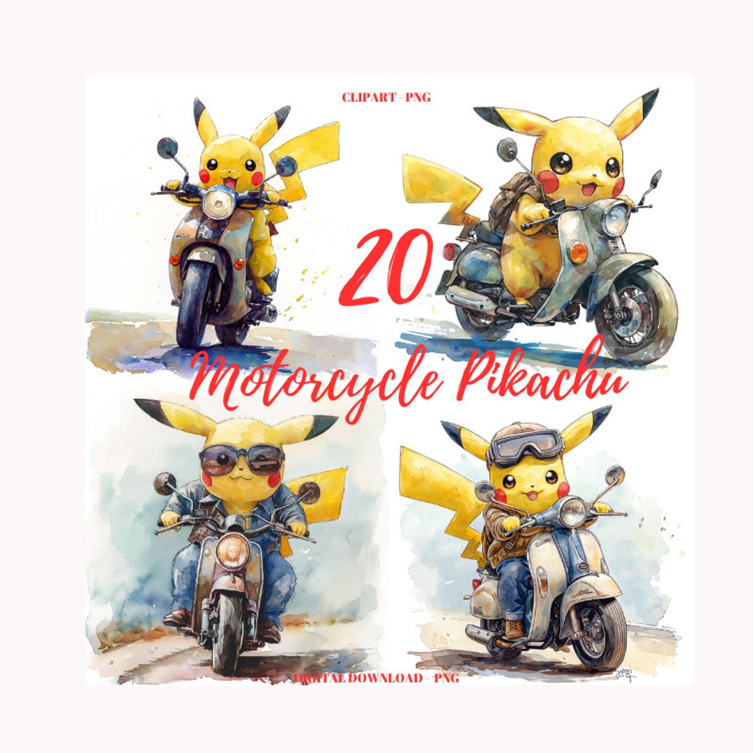 Pikachu Clipart: 20 Motorcycle Pokemon PNG (digital Download) - Etsy