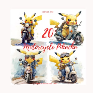 Pikachu Clipart: 20 Motorcycle Pokemon PNG (digital Download) - Etsy