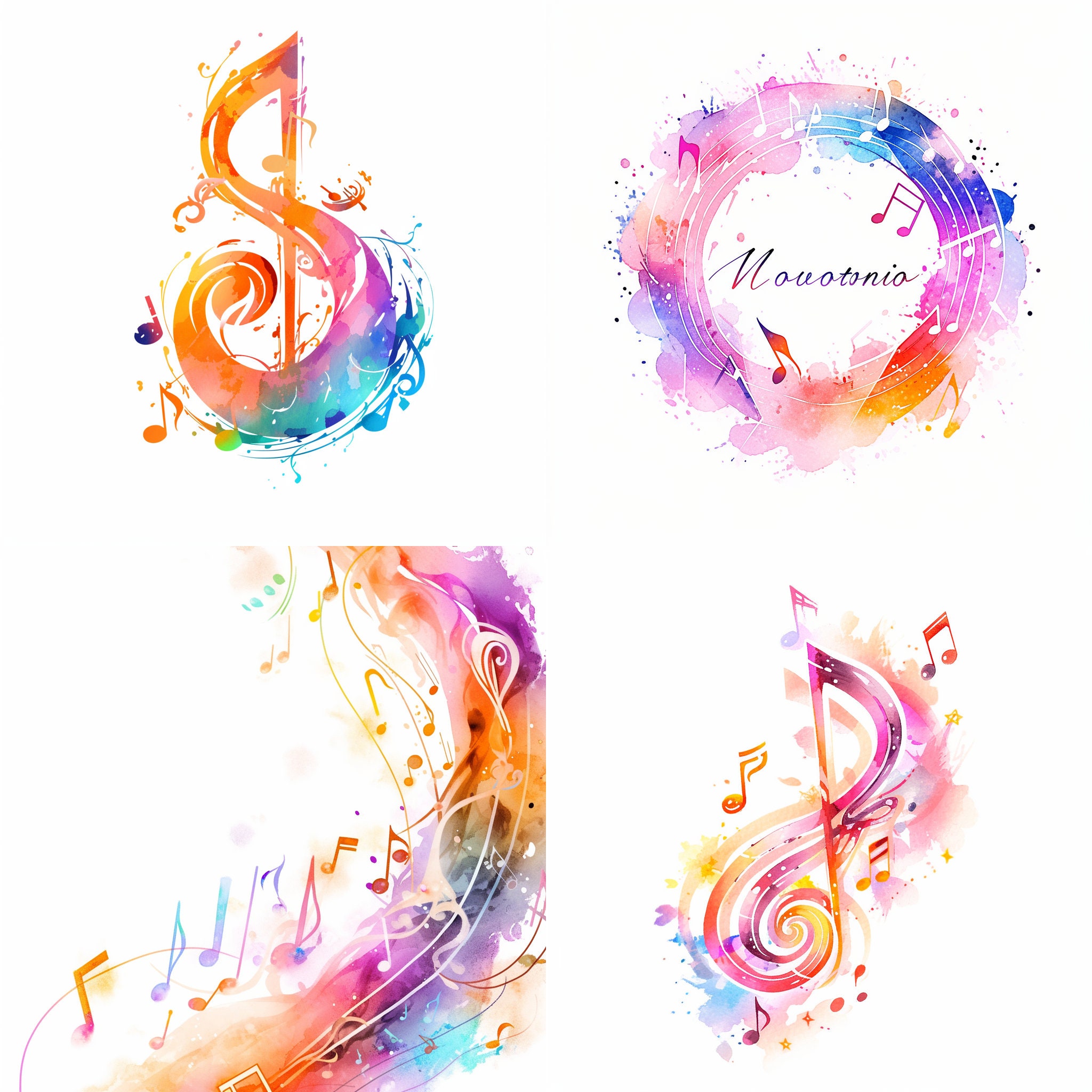 Music Notation Watercolor Clipart PNG, 22 Colored Musical Note, Music ...