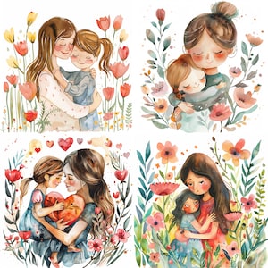 Mothers Day Watercolor Clipart, 20 Motherly Love Images PNG, Mom's Day ...