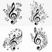 Music Notation Clipart PNG: 24 Black and White Musical Notes (digital ...