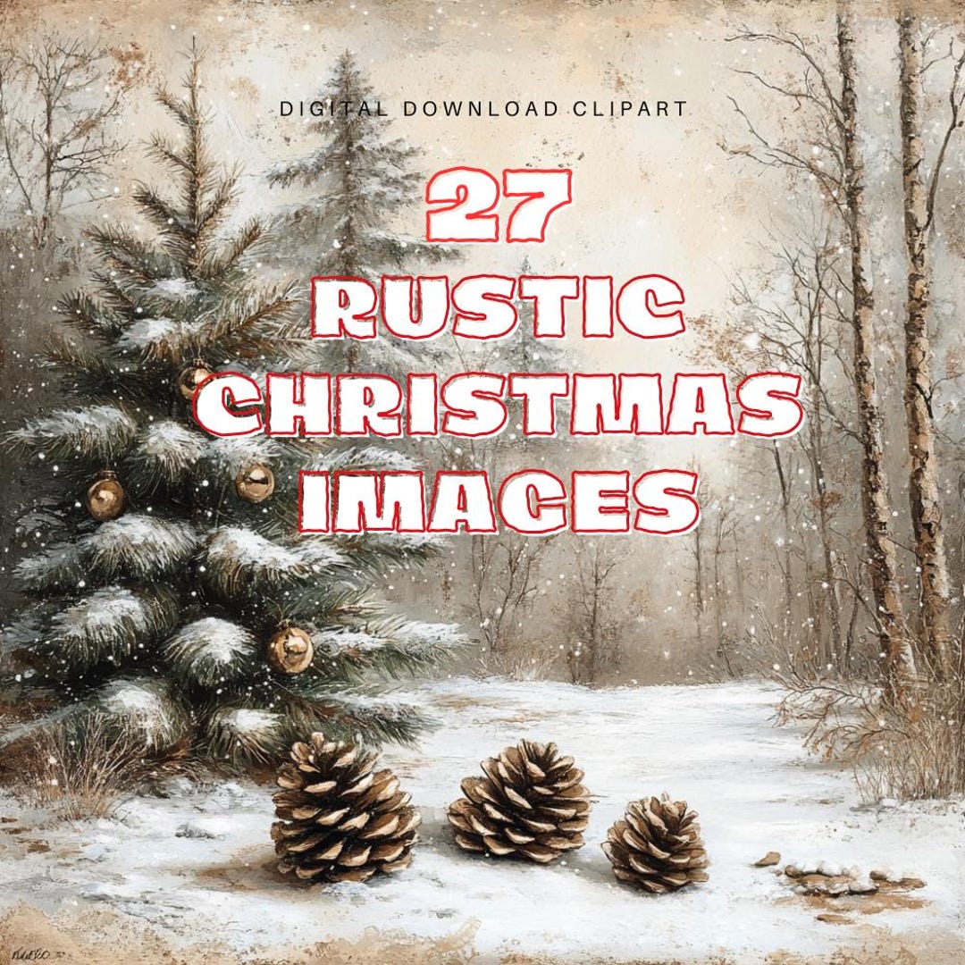 Rustic Christmas Clipart, 27 Festive PNG Designs, Farmhouse Holiday ...