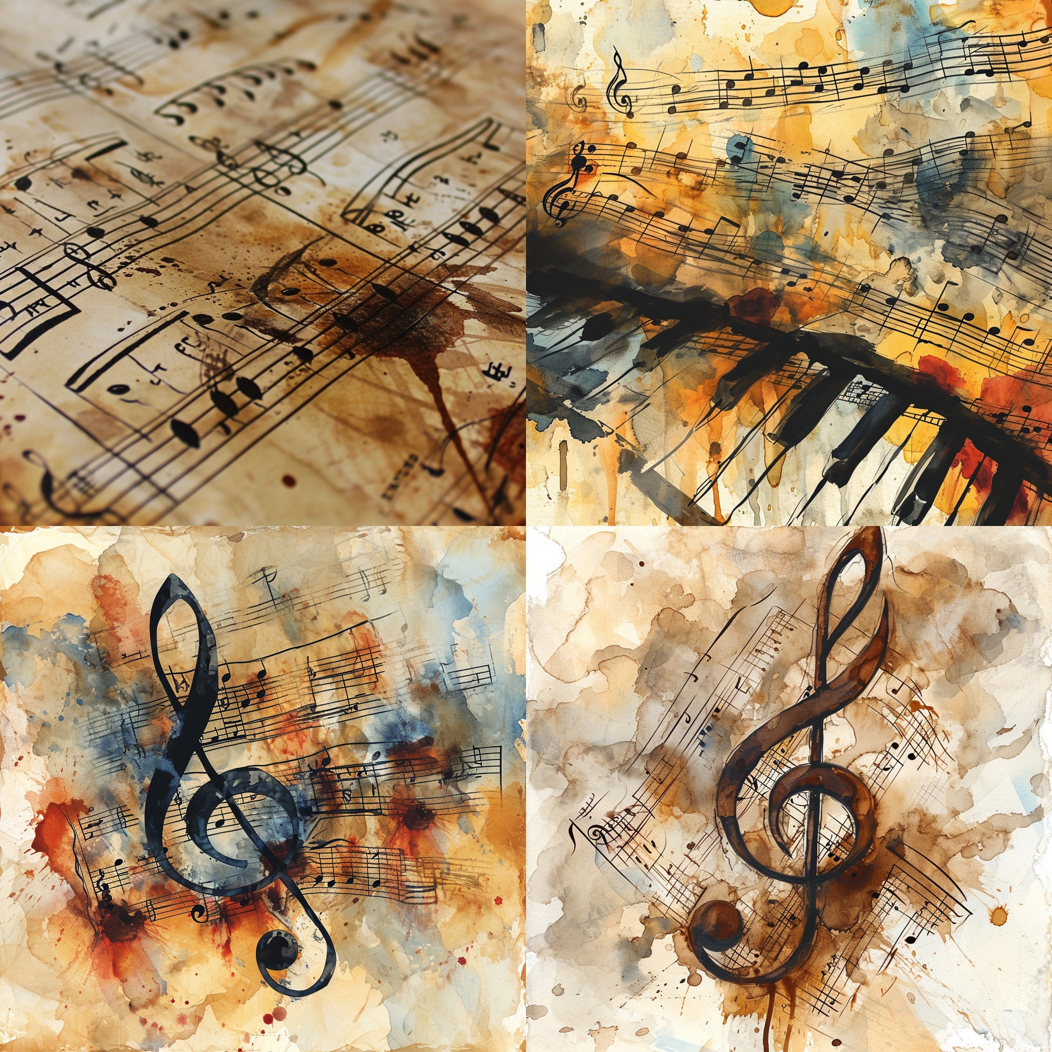 Music Notation Clipart PNG, 20 Vintage Musical Notation Images, Instant ...