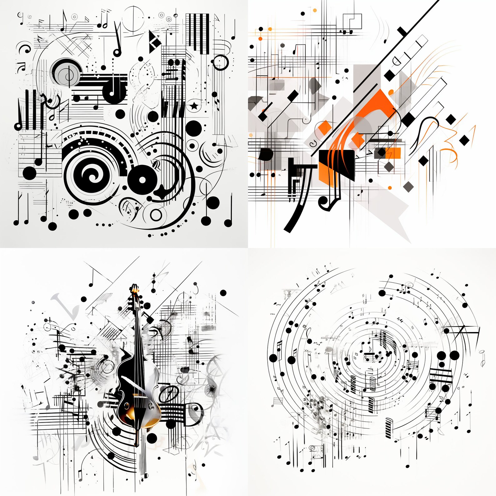 Geometric Music Notation Clipart: Line Art PNG (instant Download) - Etsy