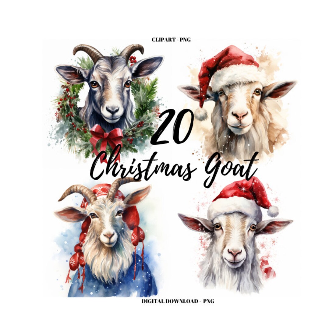Christmas Goat PNG Clipart, 20 Watercolor Noel Goat Images, Merry ...