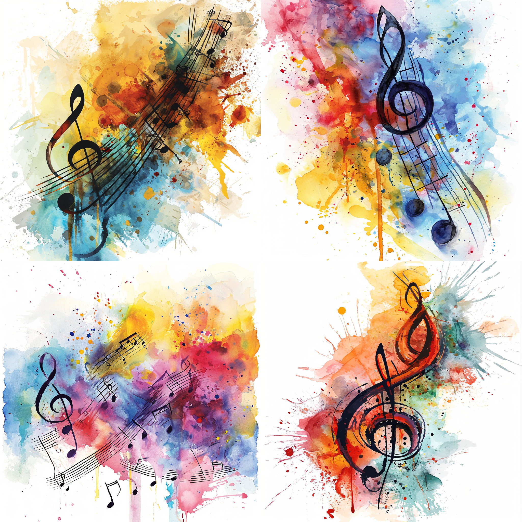 Music Notation Clipart PNG, 20 Colored Musical Note, Instant Download ...