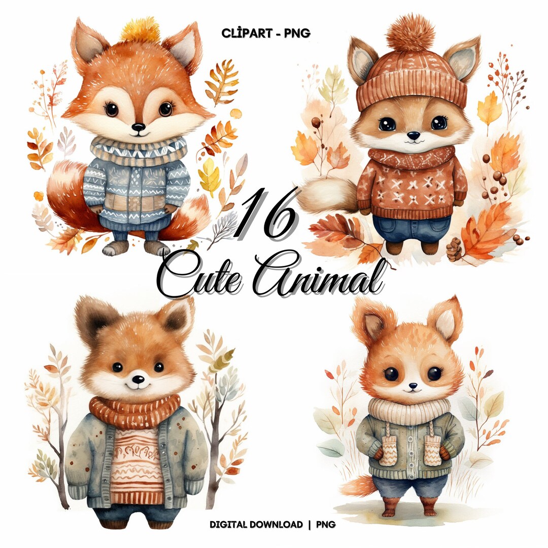 Woodland Clipart, Woodland Animal Images, Winter Clipart, Digital ...