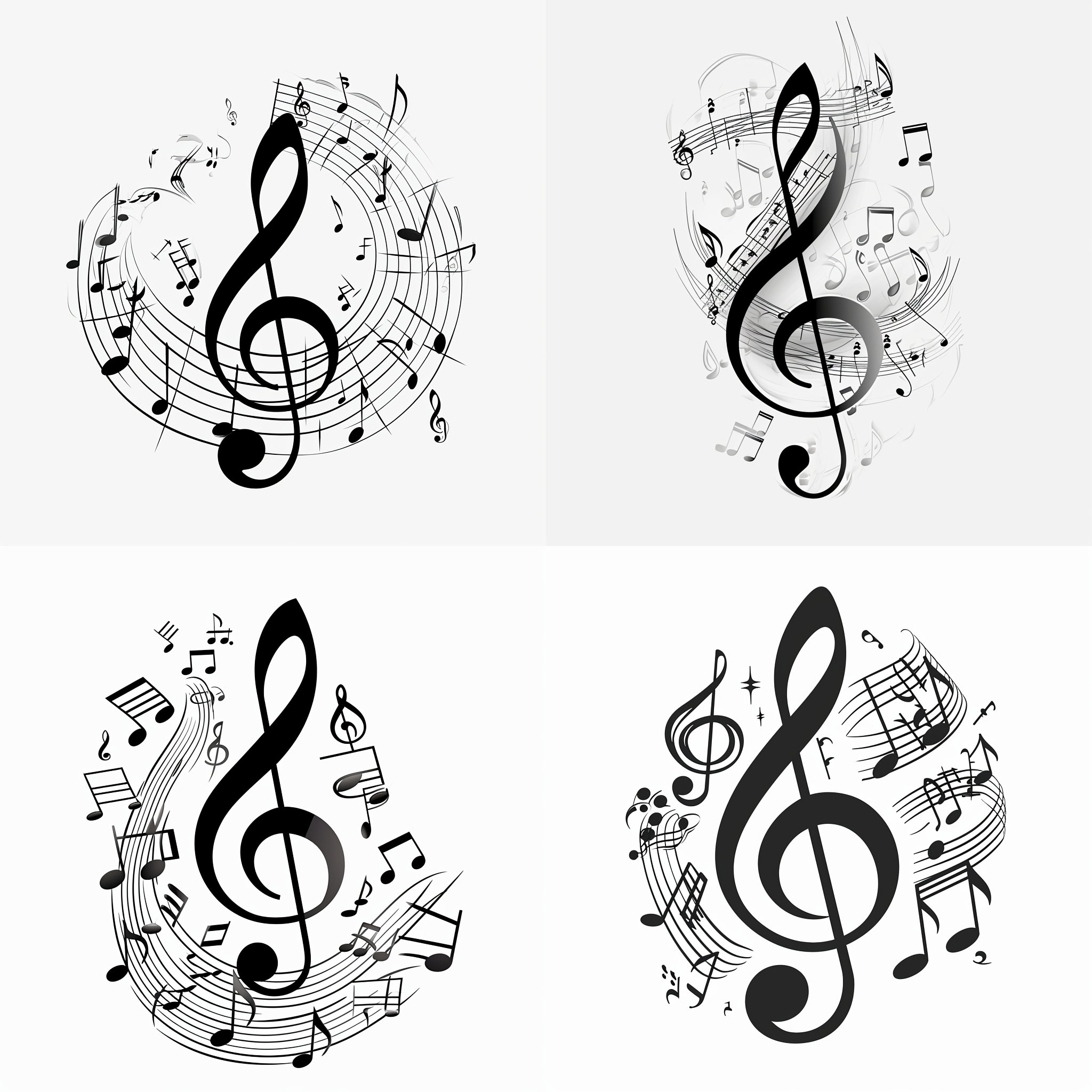 Music Notation Clipart PNG: 24 Black and White Musical Notes (digital ...