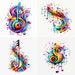 Music Notation Watercolor Clipart PNG, 20 Colored Musical Note, Instant ...