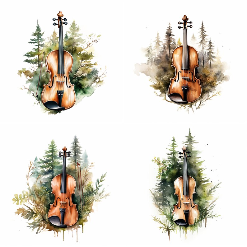 16 Violin Natural Clipart PNG, Musical Violin , Instant Download ...