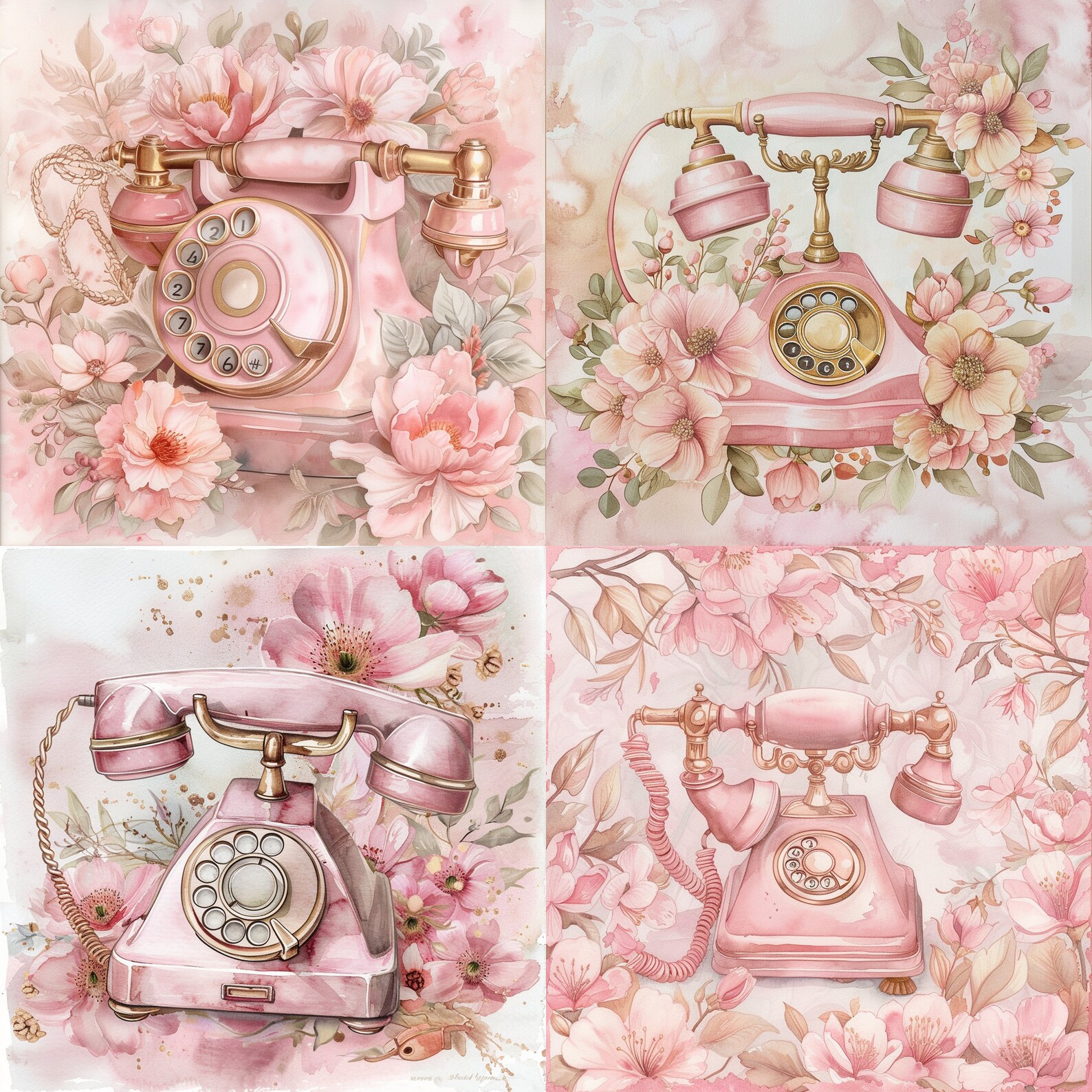 Cottagecore Antique Clipart PNG, 34 Watercolor Vintage Telephone ...