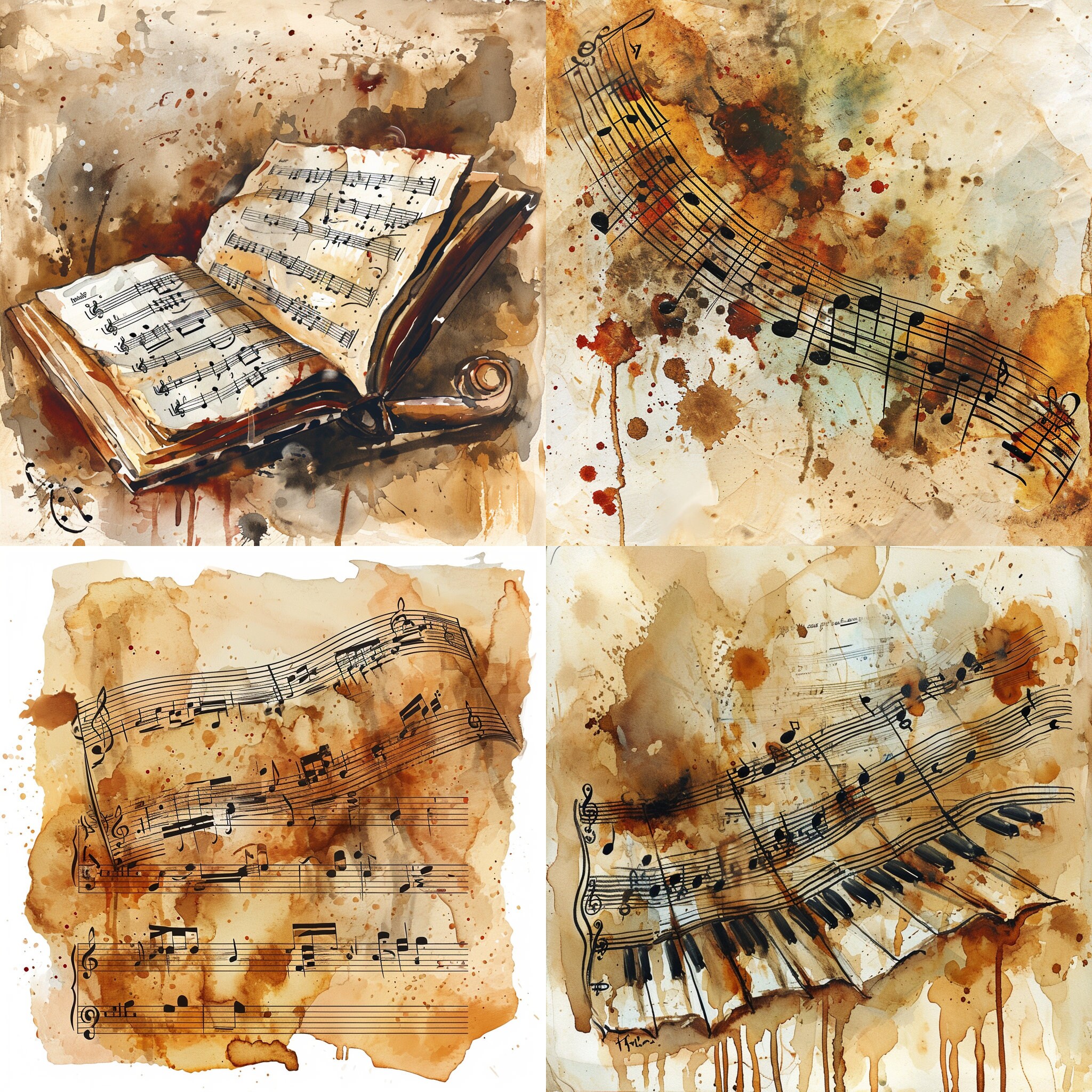 Music Notation Clipart PNG, 20 Vintage Musical Notation Images, Instant ...