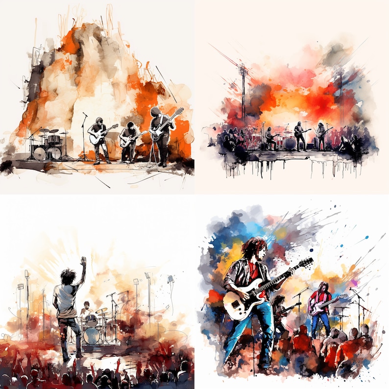 20 Concert Stage Watercolor Clipart PNG , Rock Concert , Music Instant ...