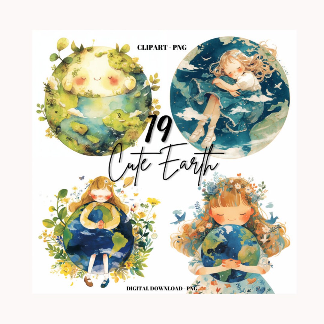 Earth Watercolor Clipart PNG, 19 Earth Nursery Images Bundle, Nursery ...
