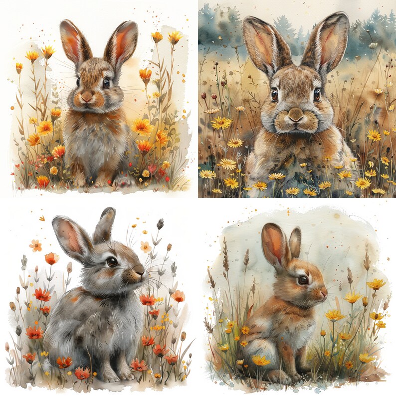 Bunny Clipart: 20 Farmhouse Easter PNG Bundle (digital Download) - Etsy