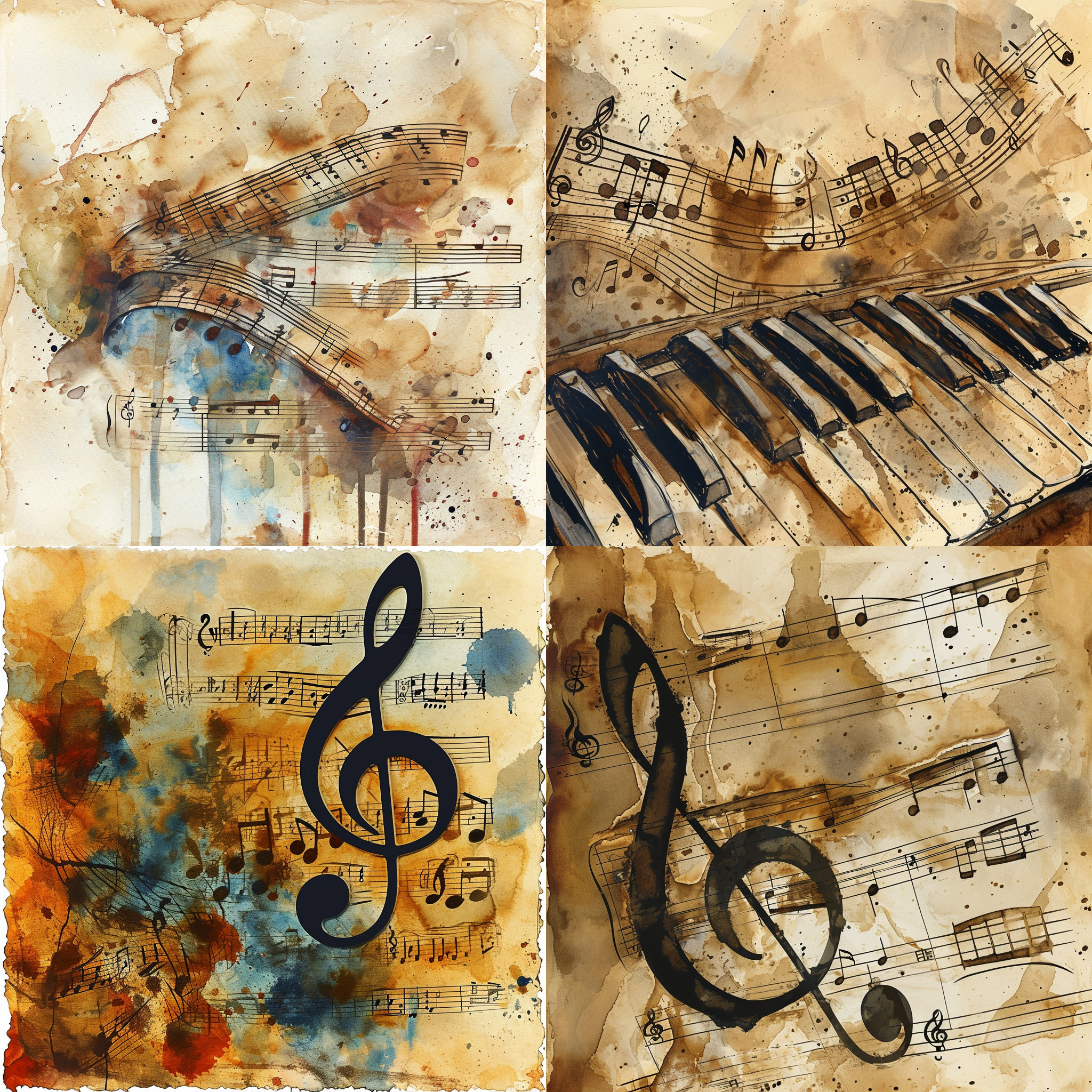 Music Notation Clipart PNG, 20 Vintage Musical Notation Images, Instant ...
