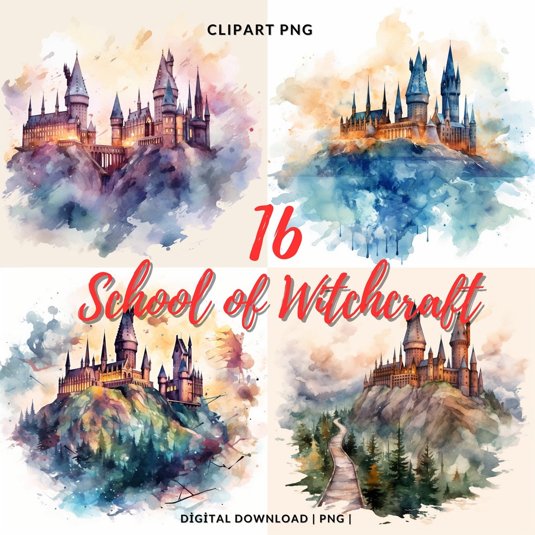 Wizard School Clipart PNG: Watercolor Castle Landscapes (digital ...