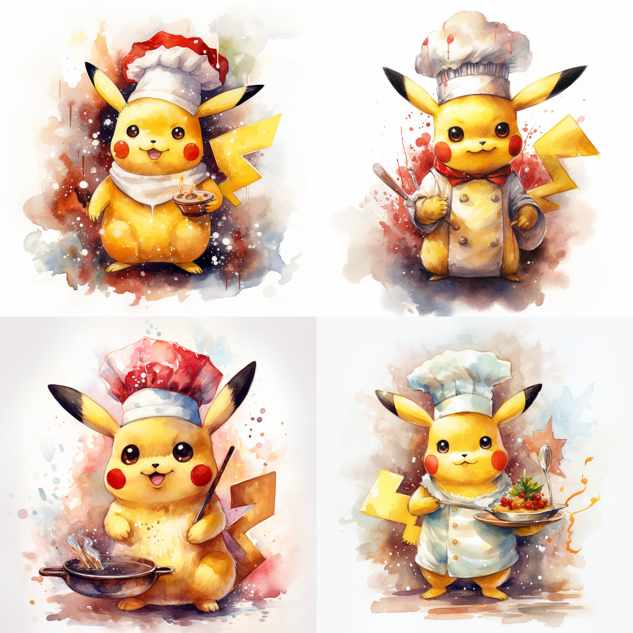Pikachu Watercolor Clipart PNG, 20 Chef Pikachu, Cooking Pikachu Images ...