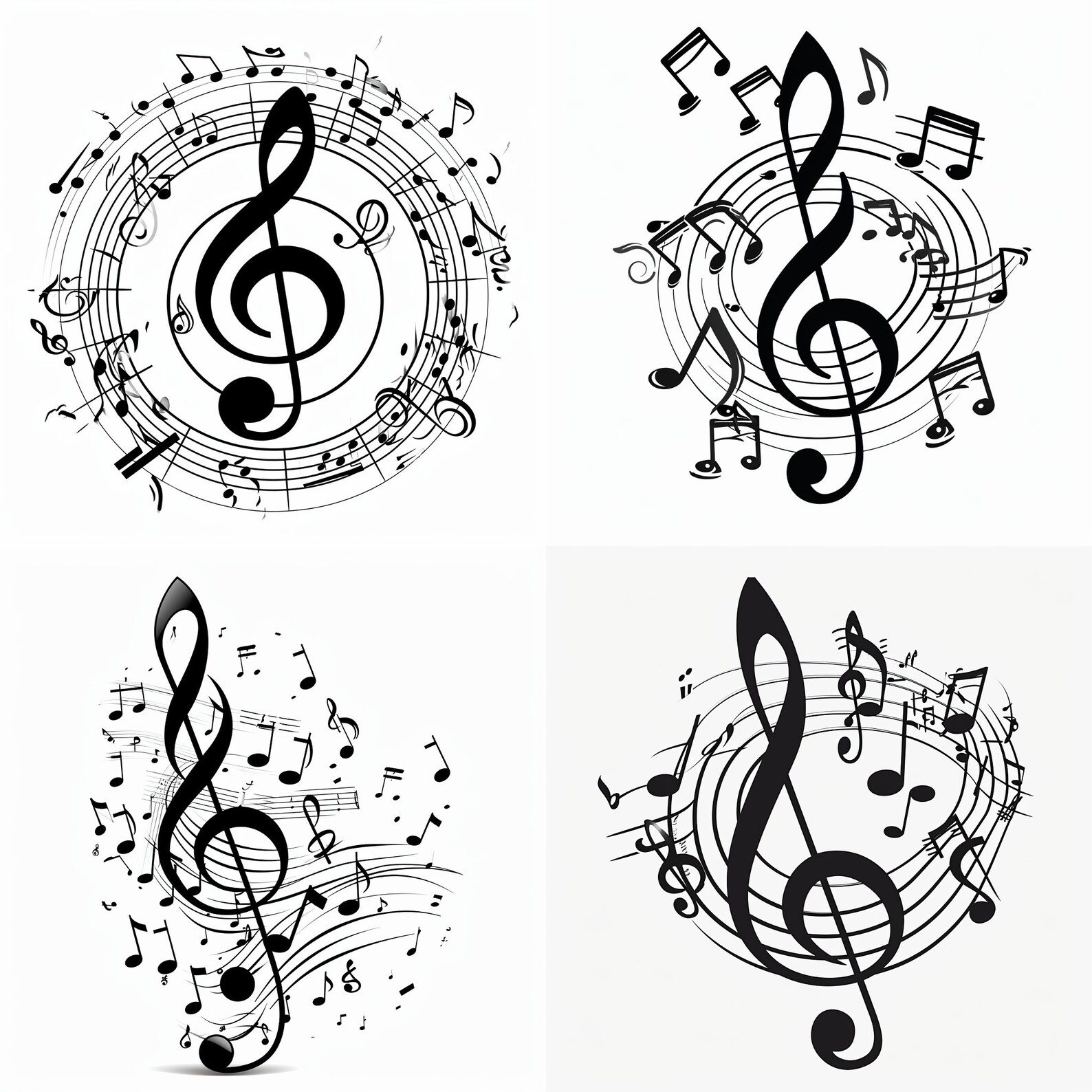 Music Notation Clipart PNG: 24 Black and White Musical Notes (digital ...